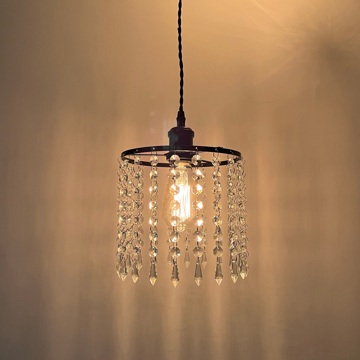 Crystal Metal Swag Plug-in Dimmable Pendant Light For Home Loft Modern ...