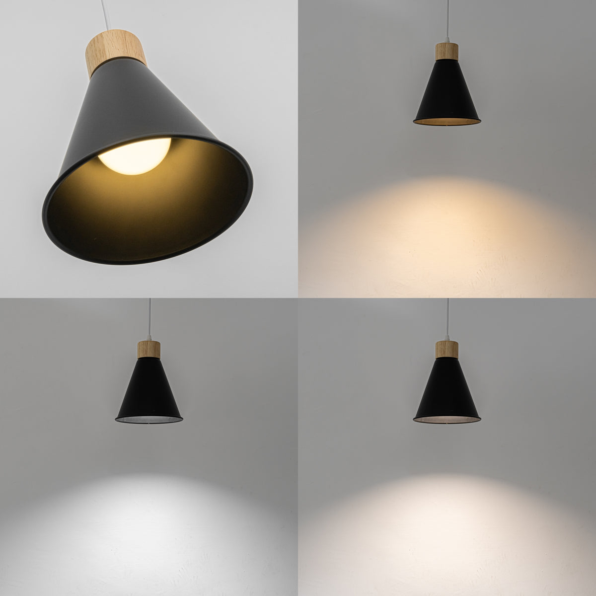 Brightness Adjusted Rechargeable Battery Remote LED Pendant Light Wood ...