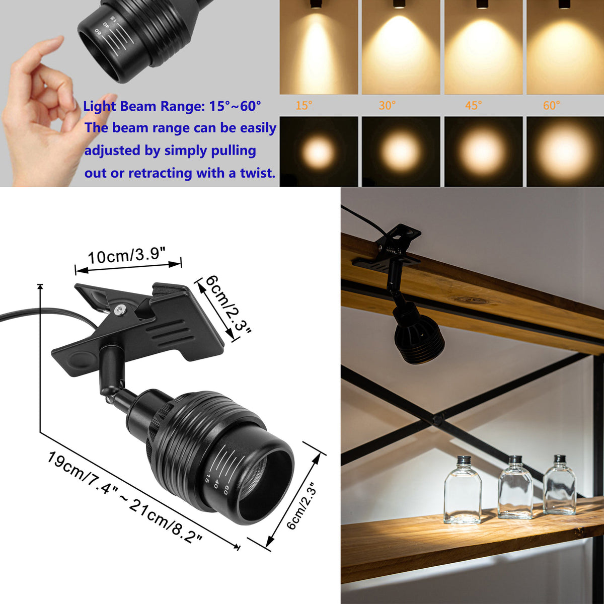 Clip Lamp Adjusted Light Beam Focus Lighting Plug In Wired Multi Color ...