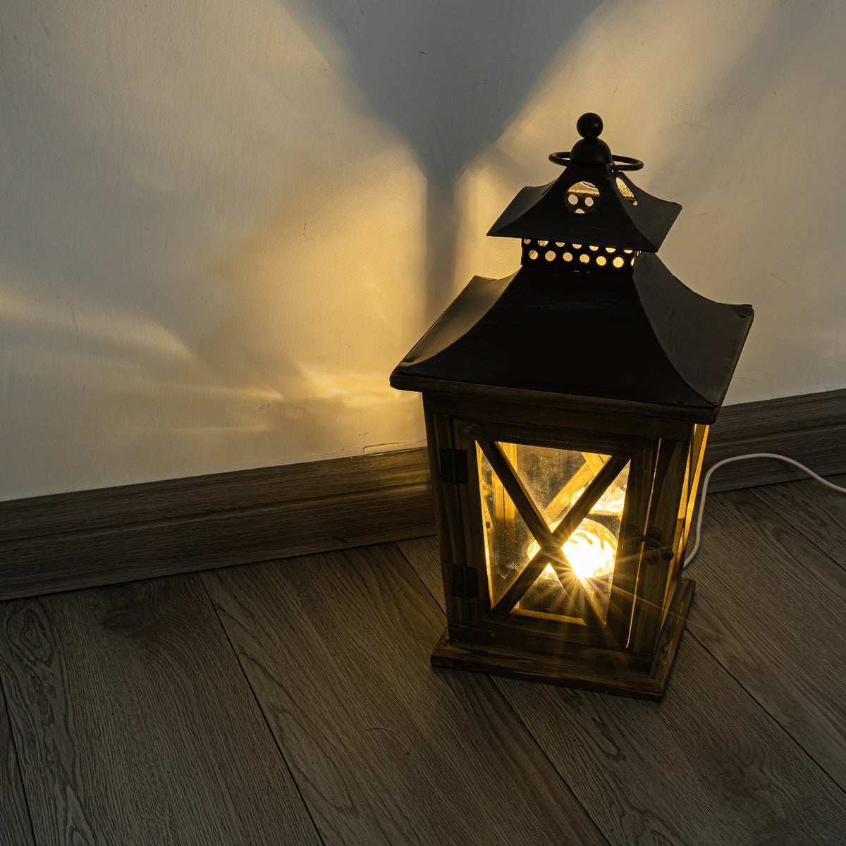 USB Cable Table Lamp Hut-Shaped Wood Handmade Dynamic Water Ripple Dec ...
