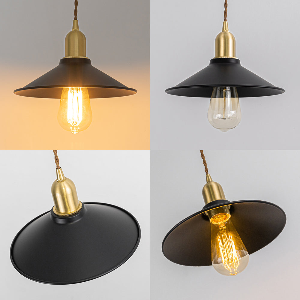 Track Mount Lighting Black Metal Shade Brass Base Pendant Kitchen Isla ...