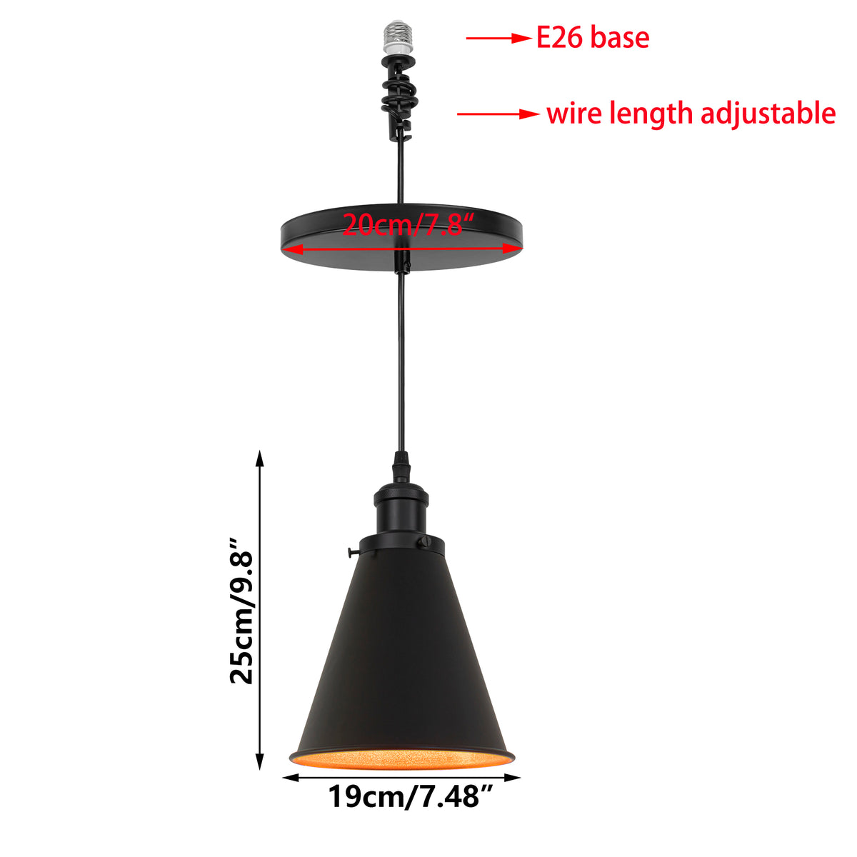 Ceiling Spotlights Remodel Droplight Black Cone Shade Retro Design Han ...