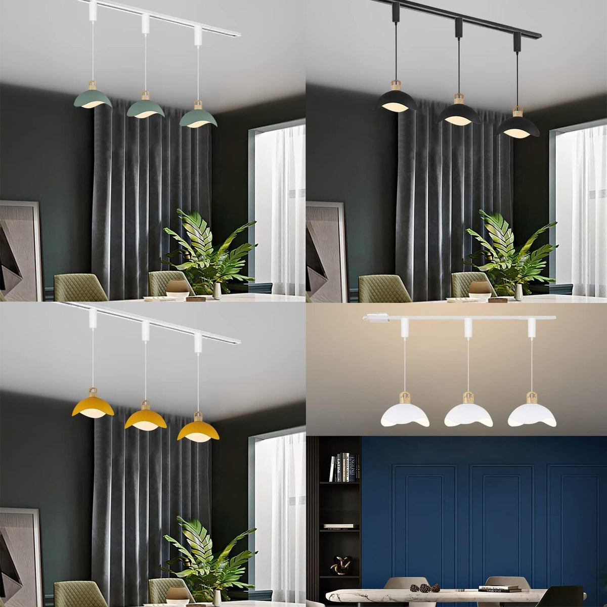 Track Pendant Light with Multi Color Iron Shade, Adjustable Length wit ...