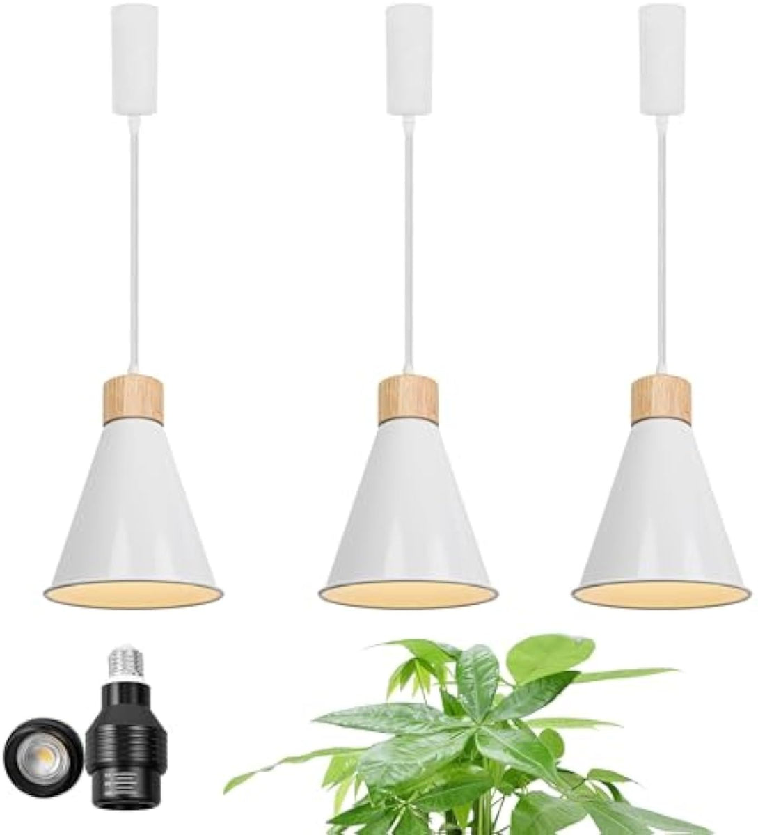 3-Pack Full Spectrum Adjusted Light J-Type Track Light Wooden White ...