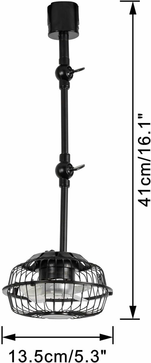 Track Mounted Ceiling Black Fan Adjustable Angle 16.1 Inches Height For ...
