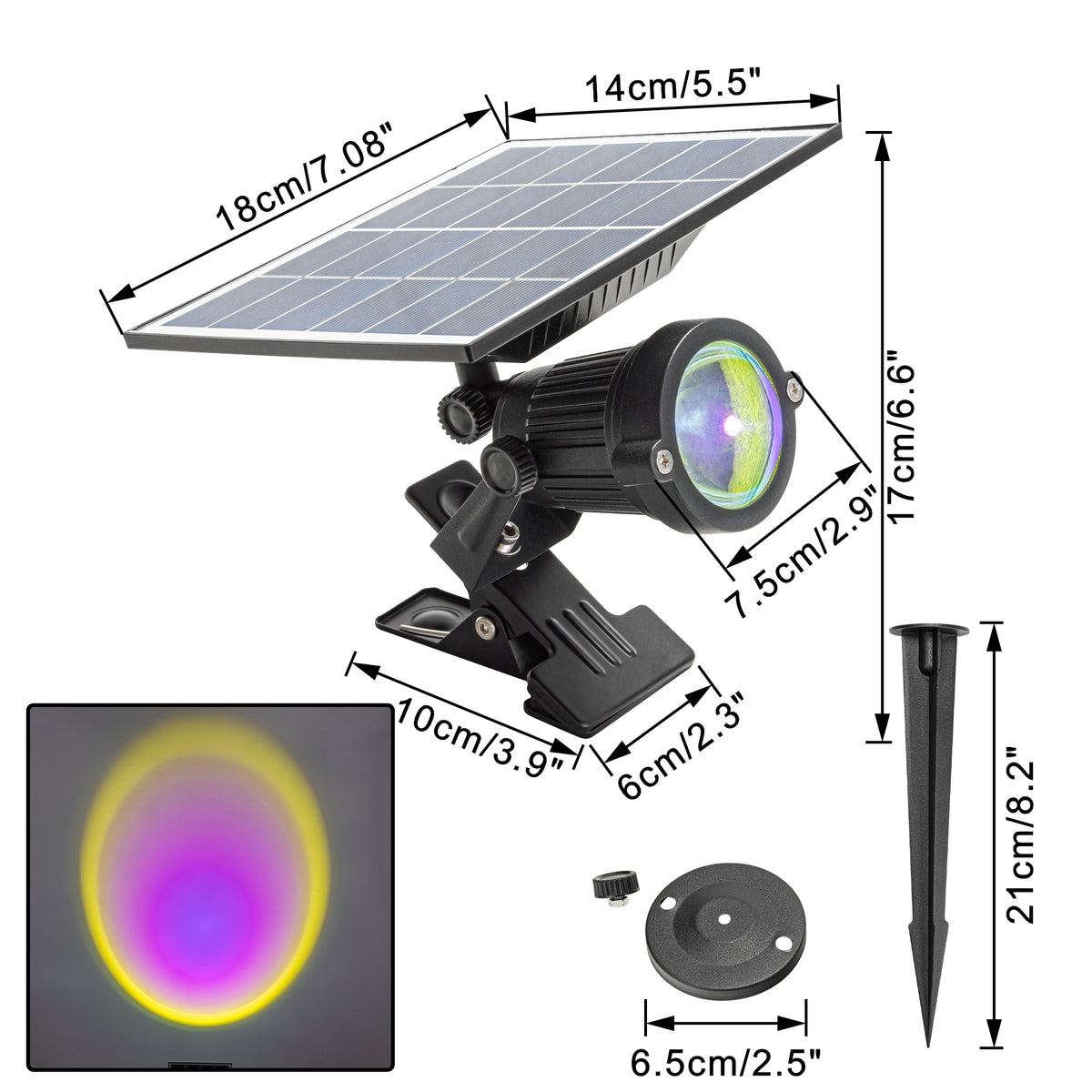 Clamp Floor Outdoor Sunset Ambiance Floodlight Waterproof Solar Power ...