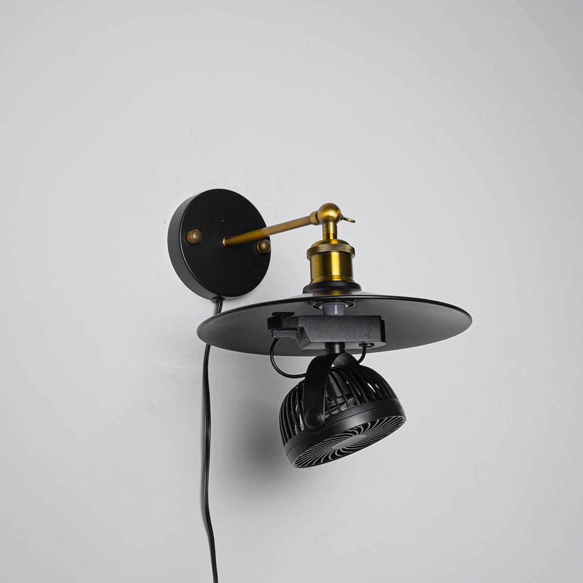 Hook-type Mini Fan E26 Base Wall Mount 5.9ft plug In Outlet Cord ...