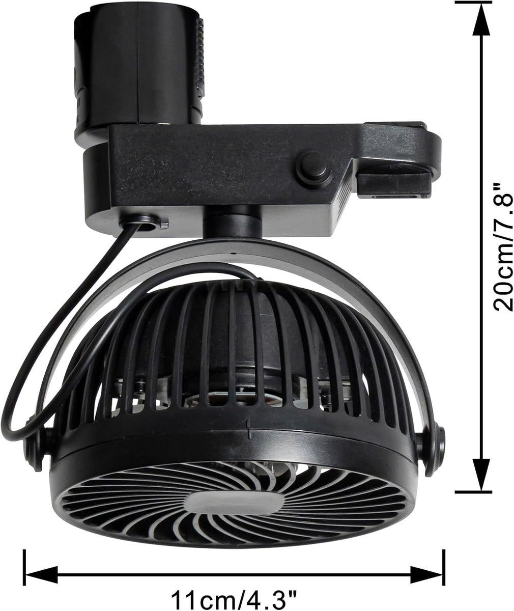 Track Mounted Black Ceiling Mini Fan With Button Switch Adjustable ...