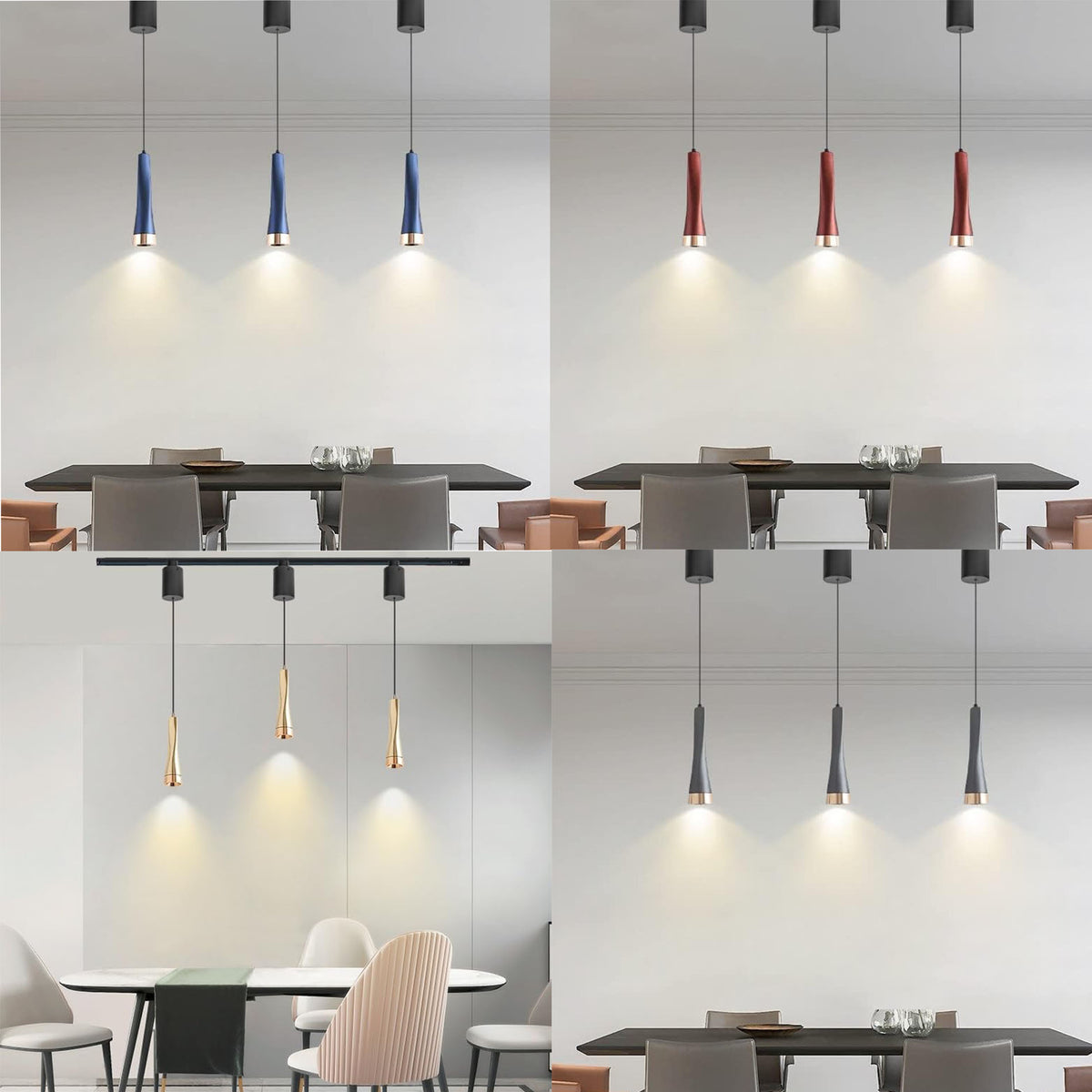 3-Light Track Pendant Light Remote Control with Dimmable Smart Led ...