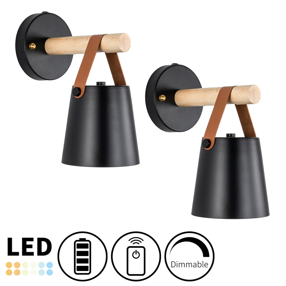 Battery Cordless Loft Remote Dimmable LED Wall Sconce 5.1" Black Barre ...