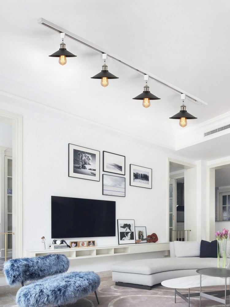 Rotating Tilt Adjusted Track Head Light Bright Nickel Base Black Cone ...