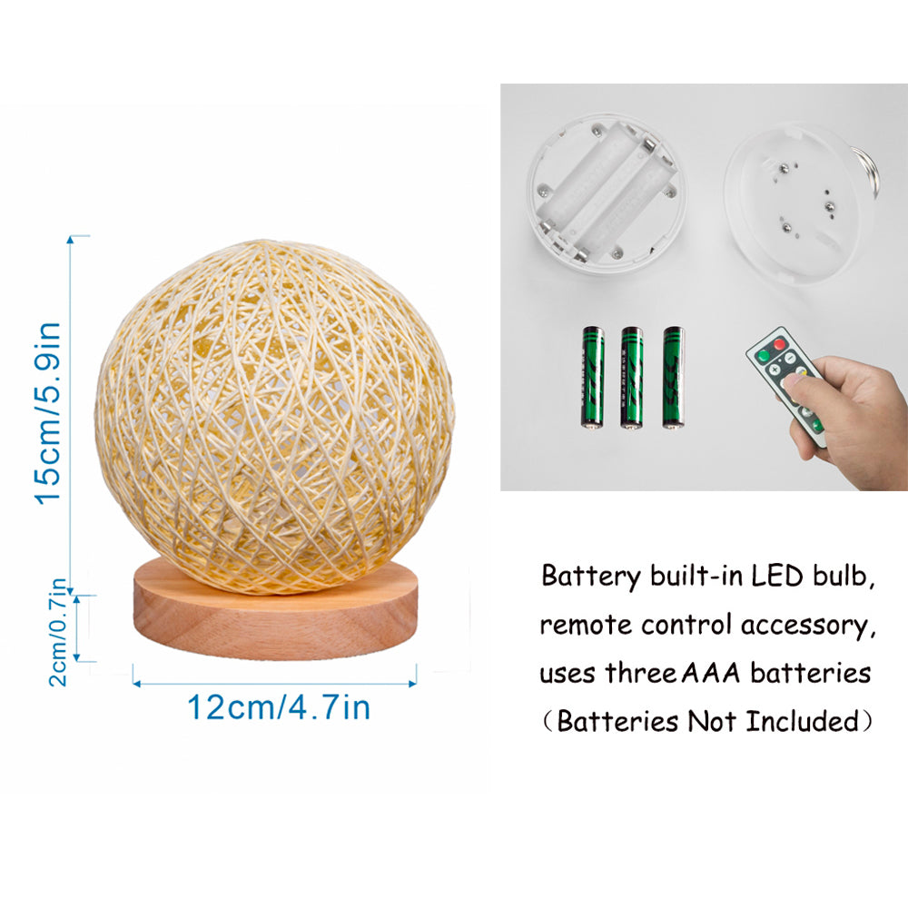 Cordless Battery Table Lamp Dimmable LED Night Light with Remote – Nunu ...