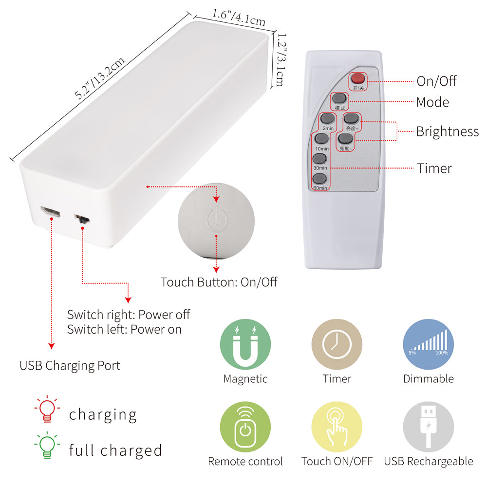 Wireless Modern Square USB Rechargeable LED Wall Sconce Light Not Hard ...